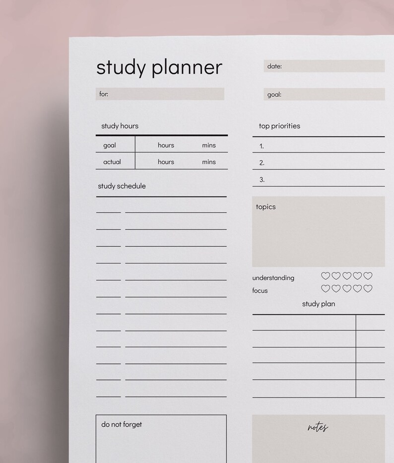 Minimalist Student Planner and Study Printable Study and | Etsy