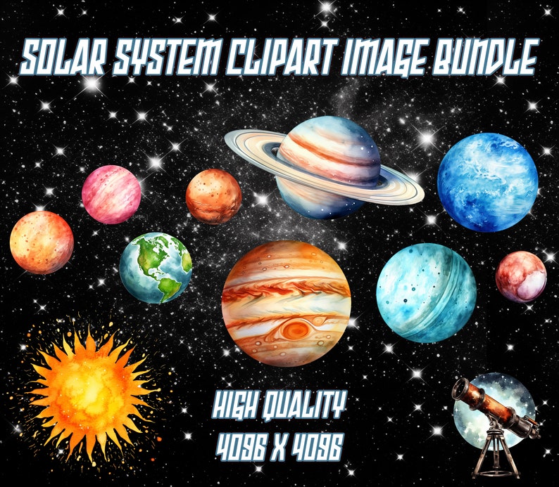 Solar System Clipart Set Bundle Pngs, Planets Clipart, Space Clipart ...