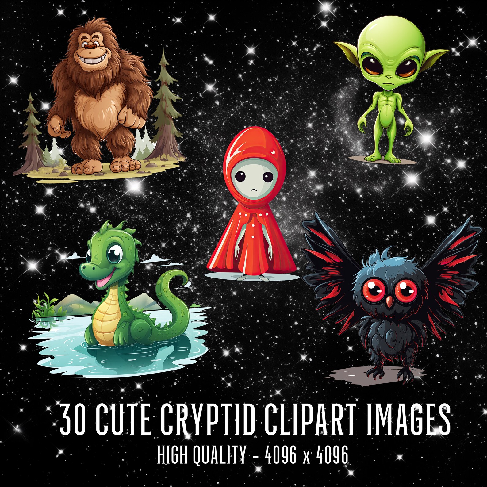 30 Cute Cryptid Clipart Transparent Pngs Cute Bigfoot PNG Cute Monsters ...
