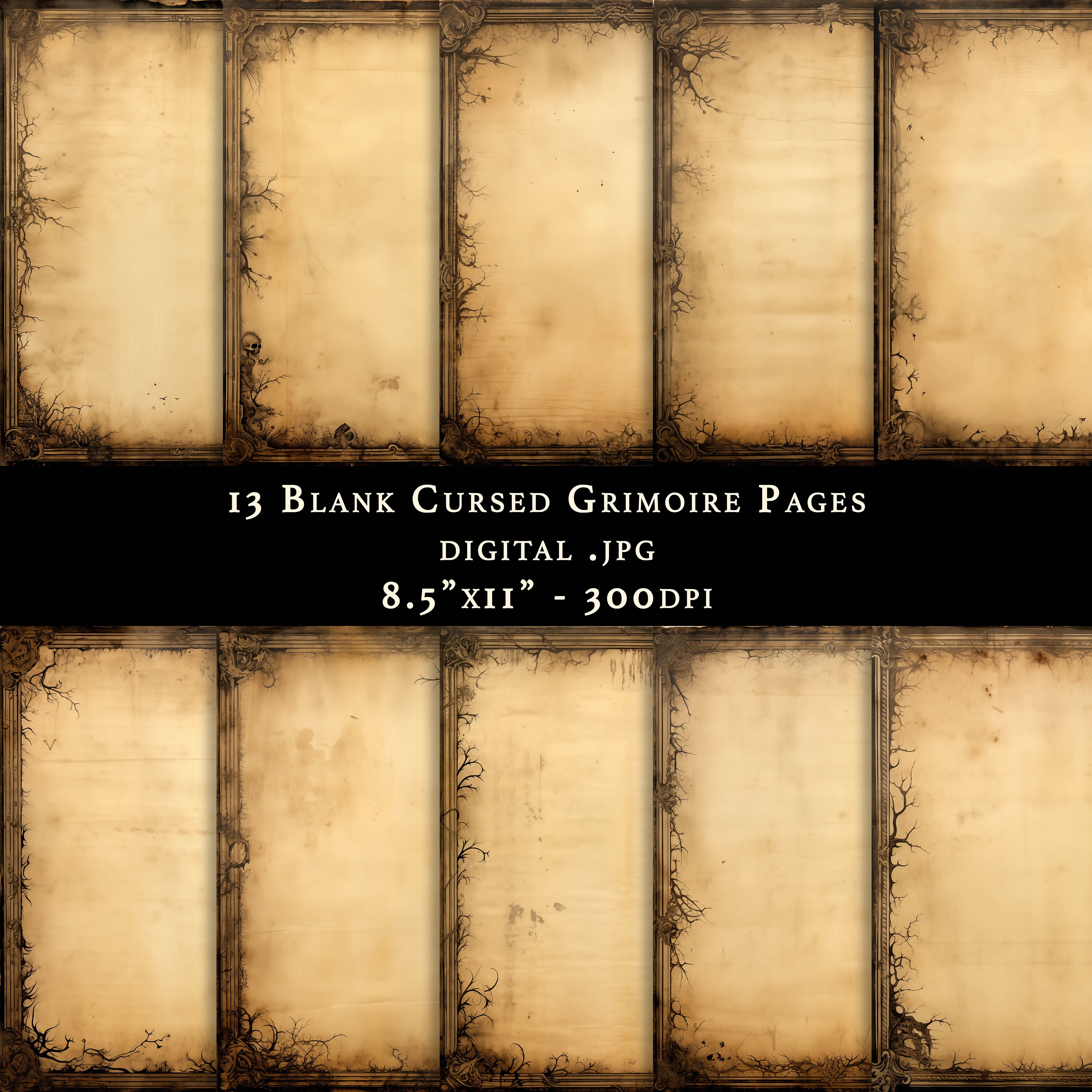 13 Cursed Grimoire Pages, Journal Paper, Grimoire Paper, Witchcraft ...