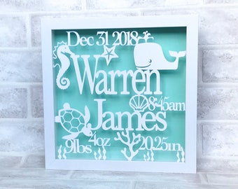 Shadow Box Birth Announcement | Etsy