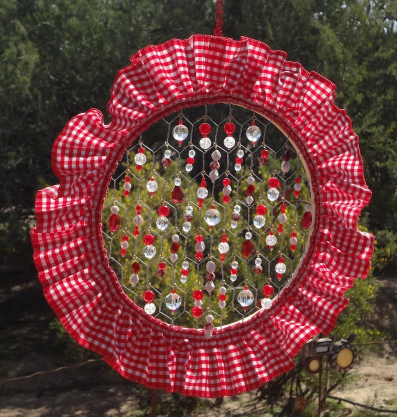 Bright, Colorful, Unique Beaded Suncatcher, Handmade, Chicken Wire and ...