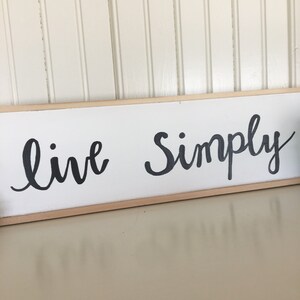 Live Simply Wooden Signed Hand Painted Sign White and - Etsy