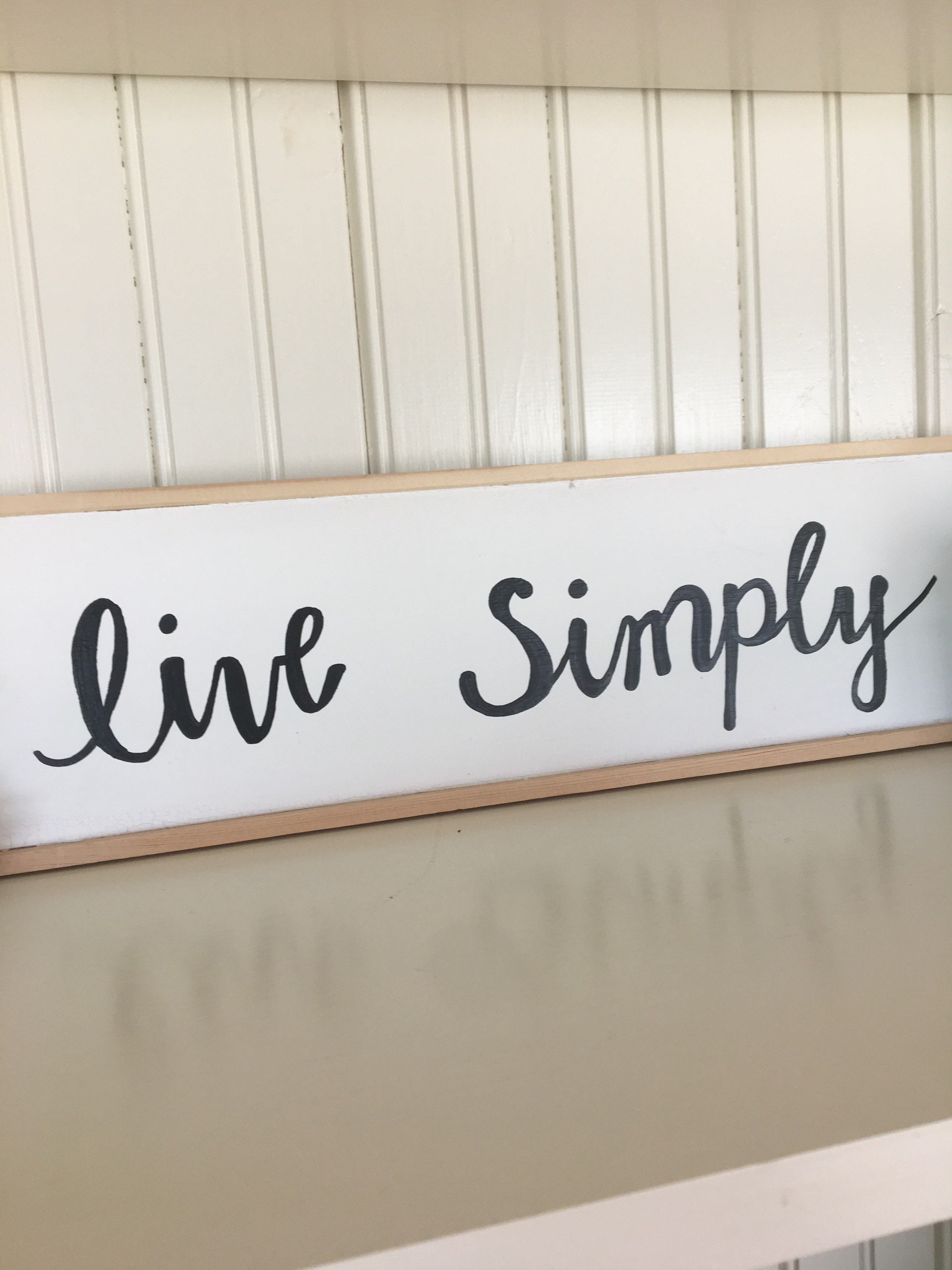 Live Simply Wooden Signed Hand Painted Sign White and - Etsy
