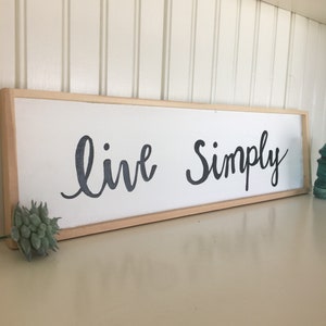 Live Simply Wooden Signed Hand Painted Sign White and - Etsy