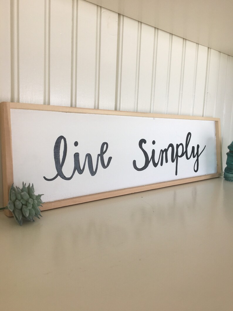 Live Simply Wooden Signed Hand Painted Sign White and - Etsy