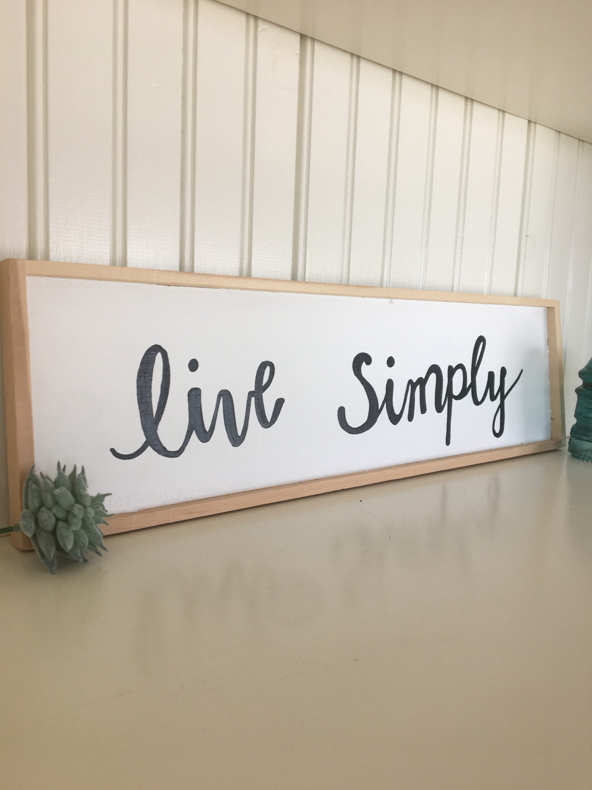 Live Simply Wooden Signed Hand Painted Sign White and - Etsy