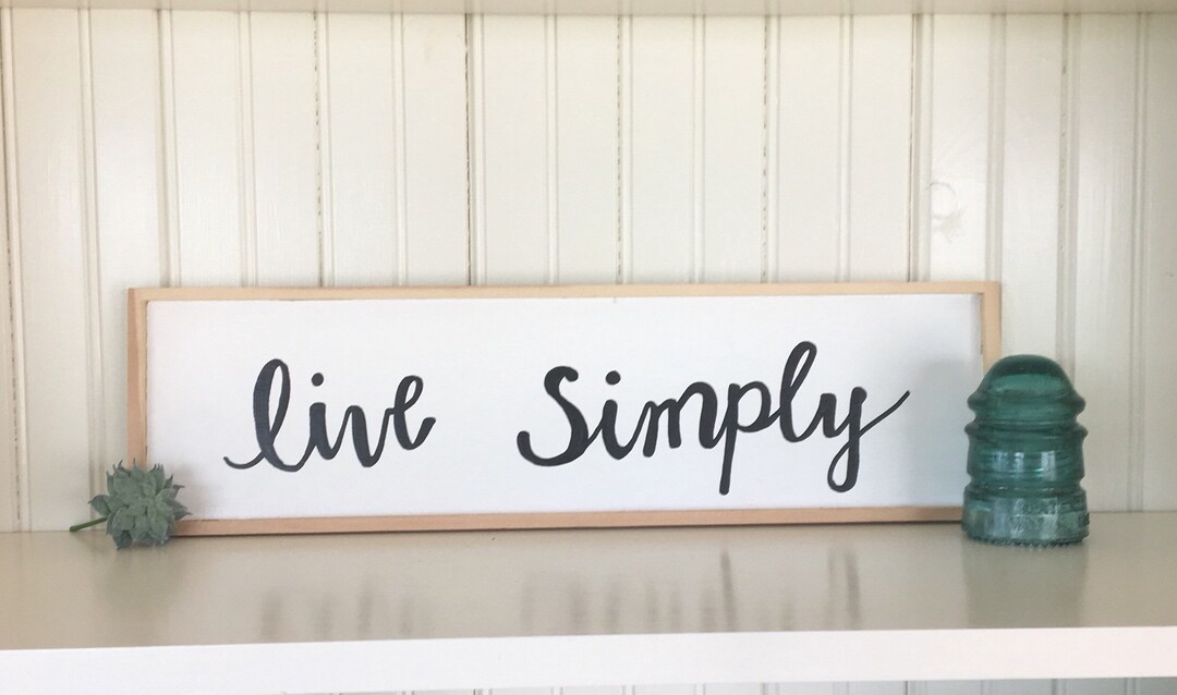 Live Simply Wooden Signed Hand Painted Sign White and - Etsy