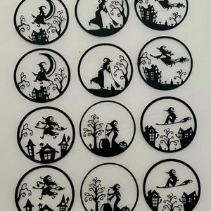 Halloween Die Cuts * Six Witch Scenes * Two Sets * Black Cardstock ...