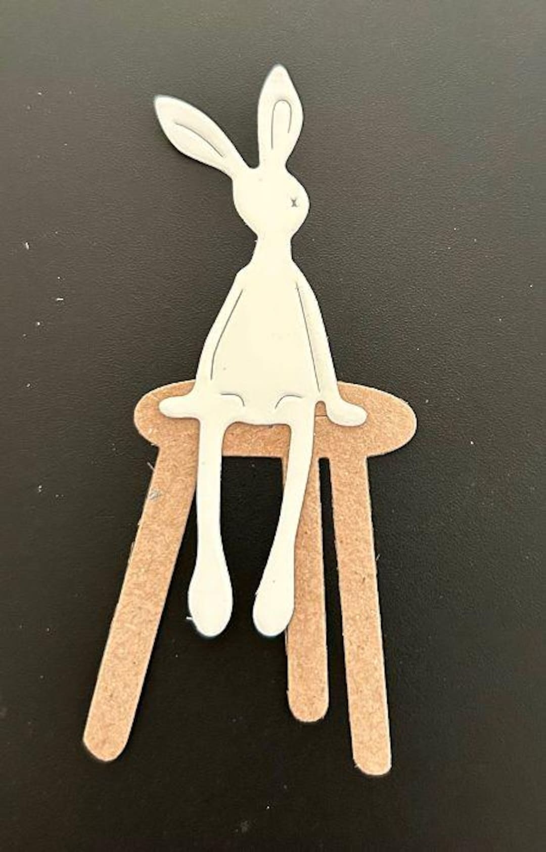 Easter Die Cuts * Bunny on a Stool * Fifteen Sets * White and Kraft ...