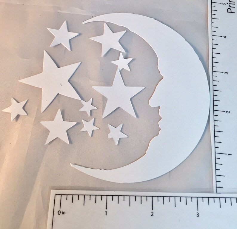 Tim Holtz Die Cuts * Crescent Moon and Stars * Eight Sets * Eight Moons ...