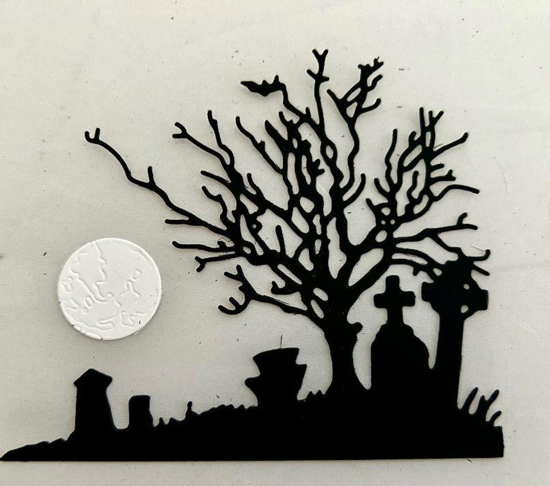 Halloween Die Cuts * Graveyard Tree * Eight Sets * Black and White ...