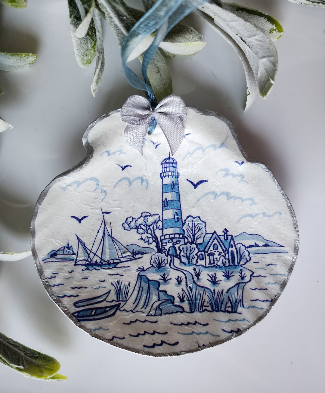 Large Lighthouse Scallop Shell Wall Hanging/home Decor/ornament - Etsy