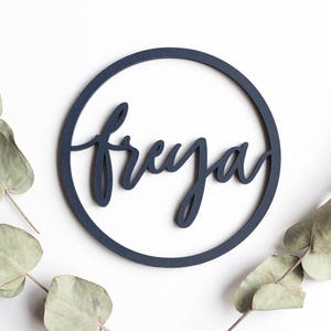 Cursive Name Sign, Round Name Sign, Cursive Wood Sign, Cursive Word ...