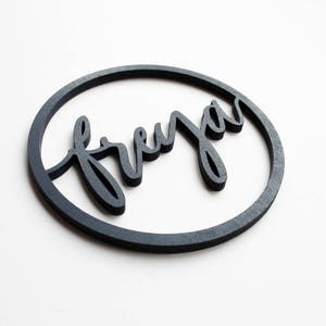 Cursive Name Sign Round Name Sign Cursive Wood Sign Cursive - Etsy