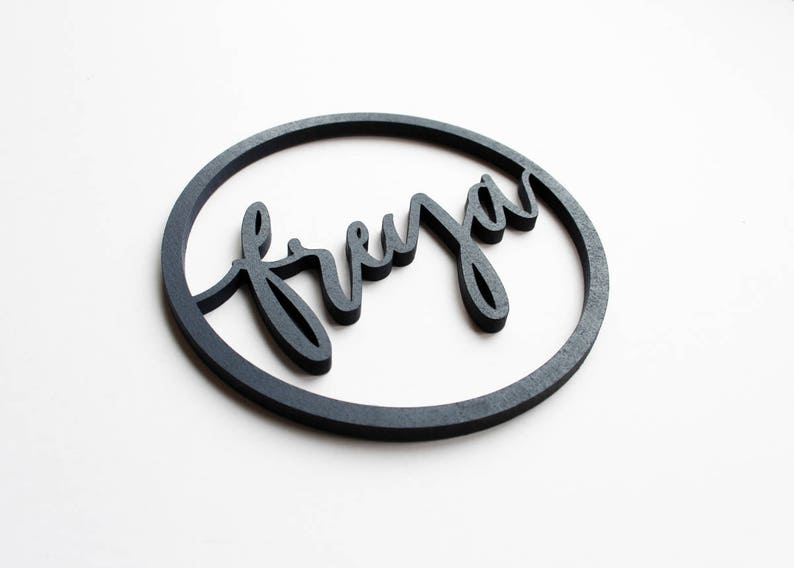 Cursive Name Sign Round Name Sign Cursive Wood Sign Cursive | Etsy