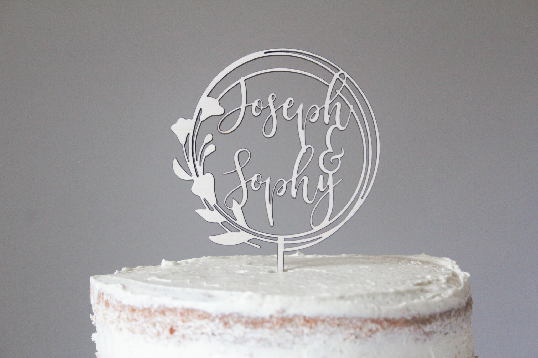 Floral Wedding Cake Topper Botanical Wedding Topper Circular | Etsy