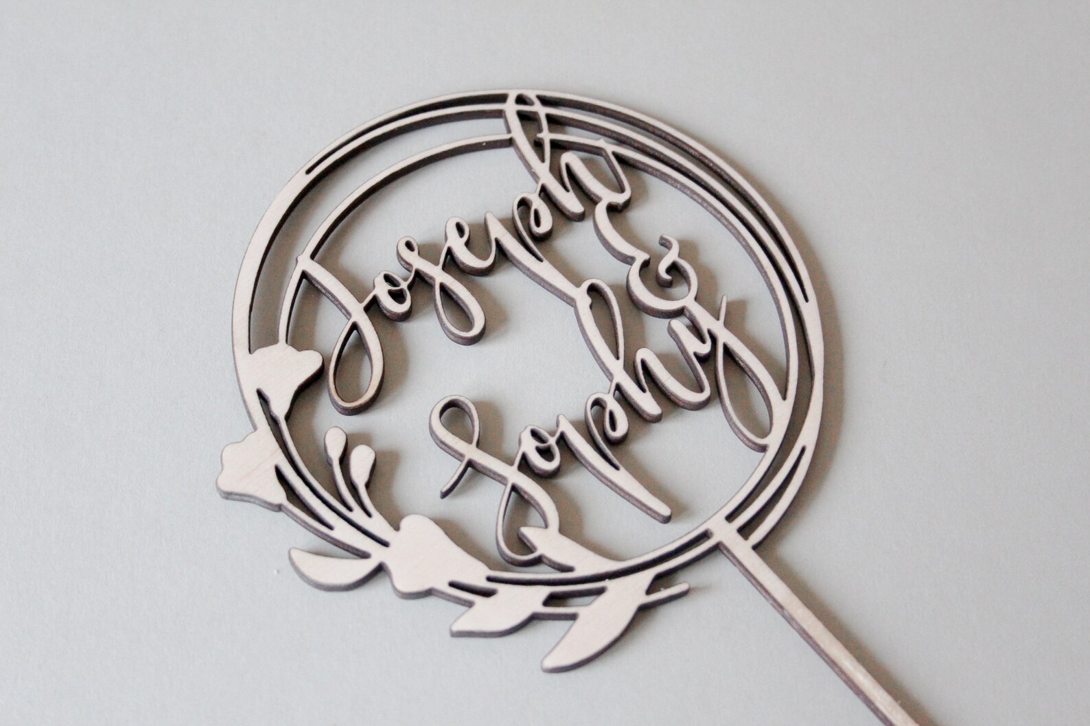 Floral Wedding Cake Topper Botanical Wedding Topper Circular | Etsy