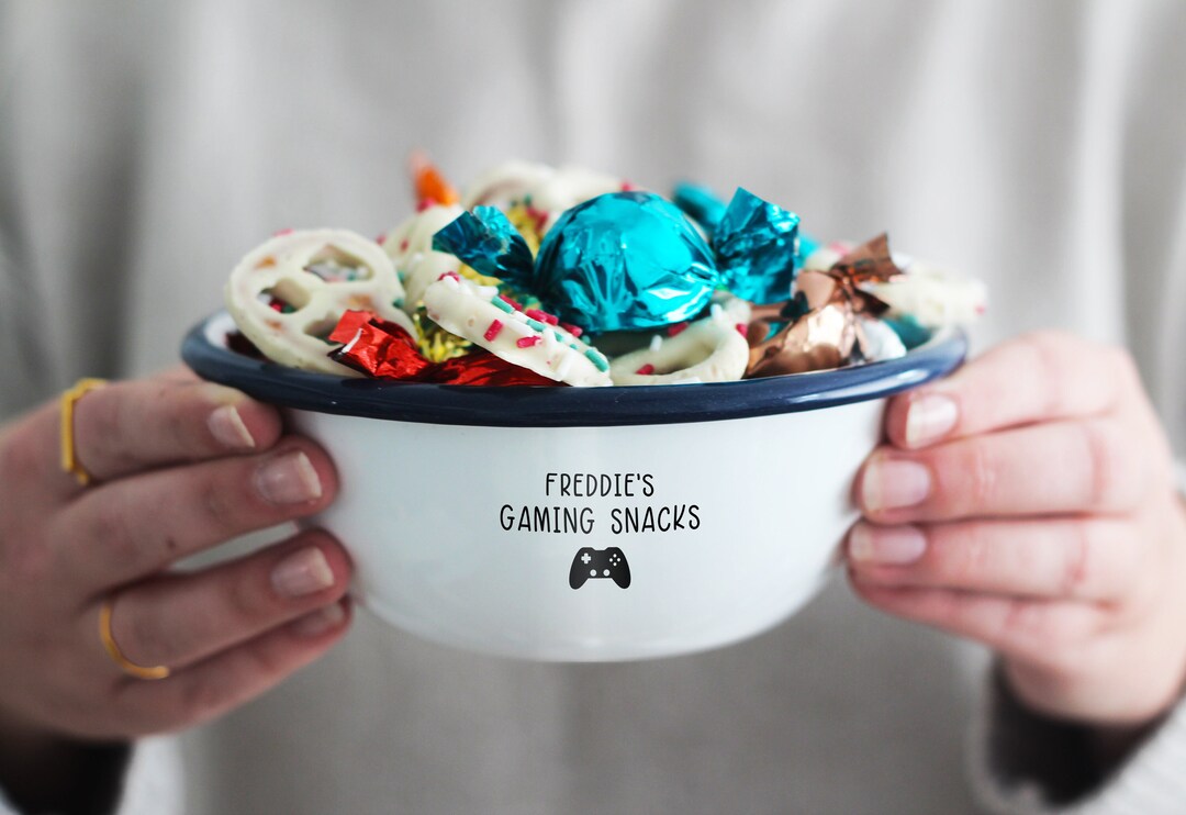 Personalised Snack Bowl, Custom Name Bowl, Gift for Gamers, Gift for ...