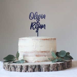Acrylic or Wood Cake Topper First Names, Custom Topper, Simple Wedding ...