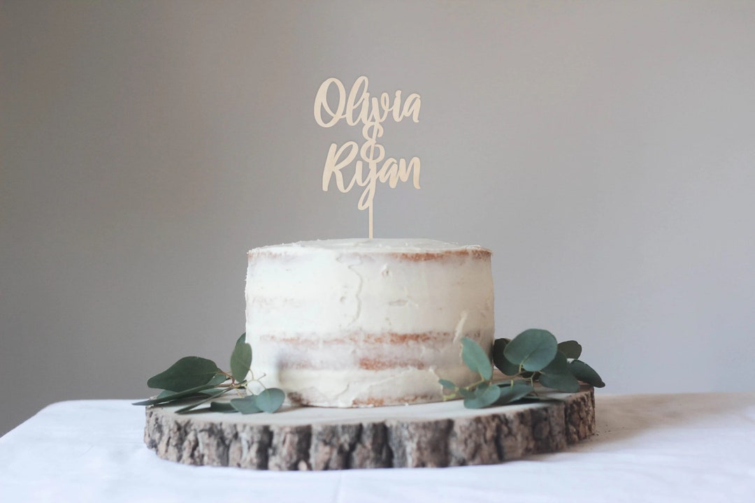 Acrylic or Wood Cake Topper First Names, Custom Topper, Simple Wedding ...