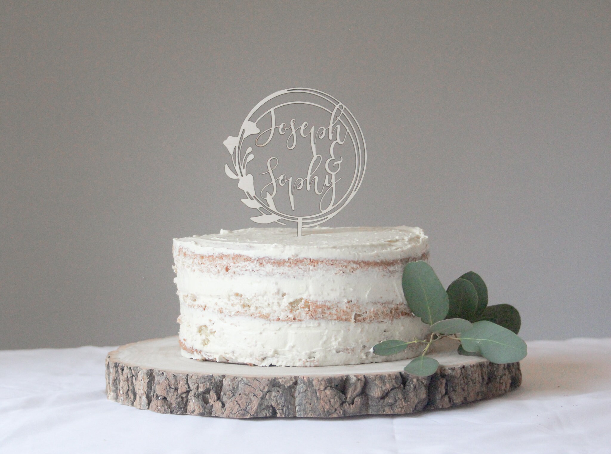 Floral Wedding Cake Topper Botanical Wedding Topper Circular | Etsy