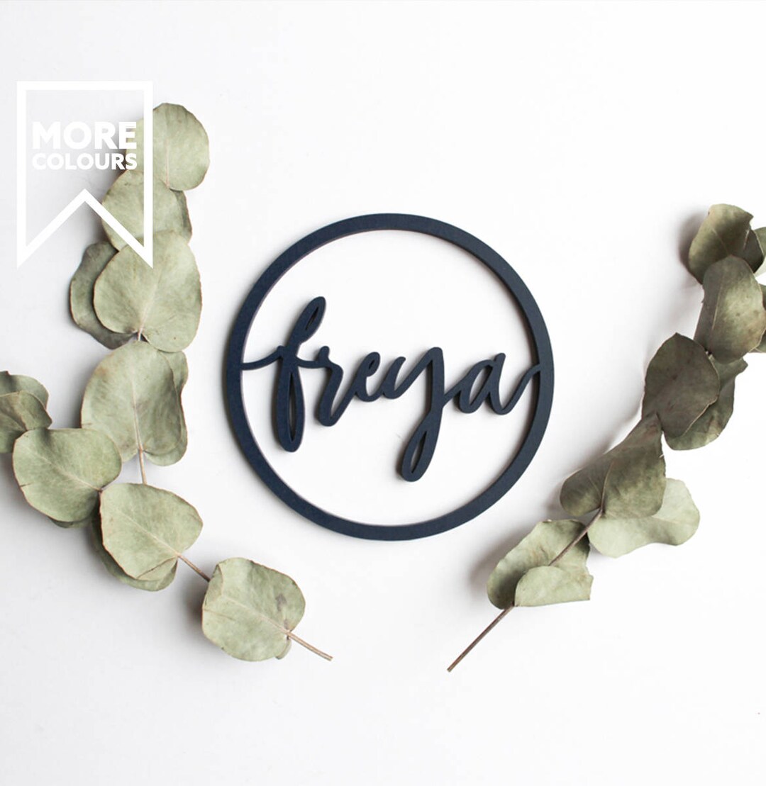 Cursive Name Sign, Round Name Sign, Cursive Wood Sign, Cursive Word ...