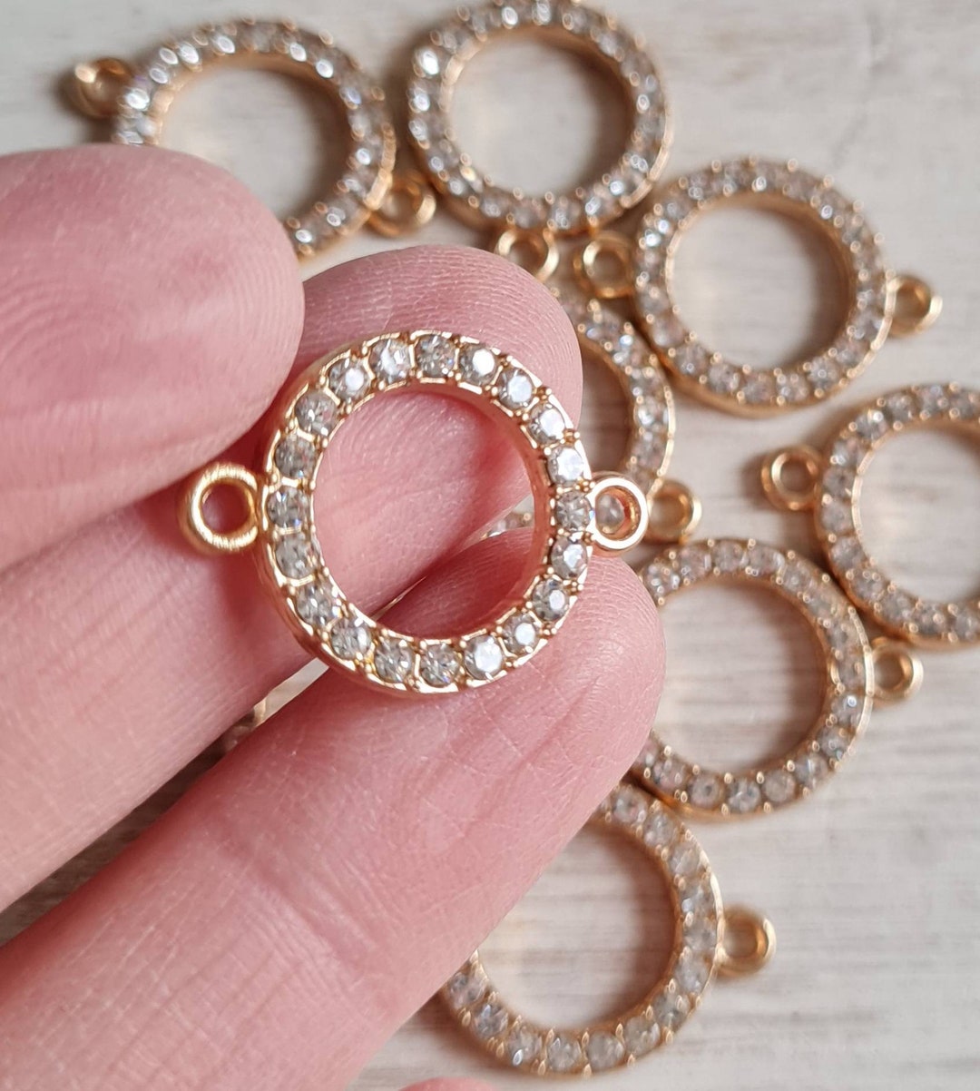 Golden Cz Round Connectors Pendant Jewellery Findings - Bohoseason - Etsy