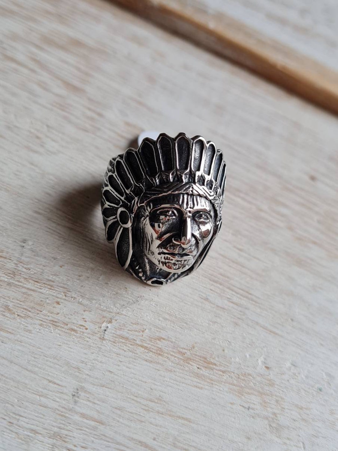 Mens Native American Chief Ring Stainless Silver Various Sizes Boho ...
