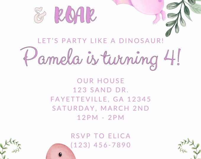 Stomp, Chomp, & Roar Girl Dino Birthday - Etsy