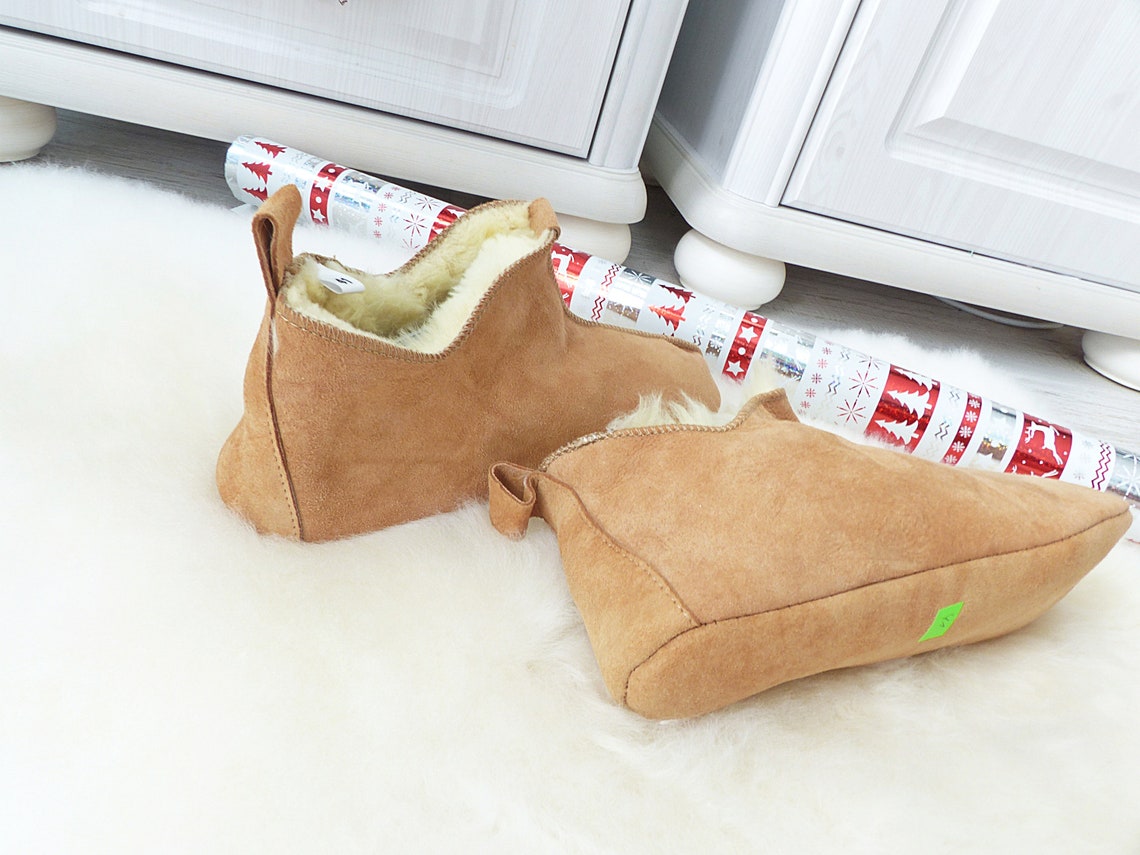 Natural Leather SlippersReal Sheepskin SlippersNatural Wool | Etsy