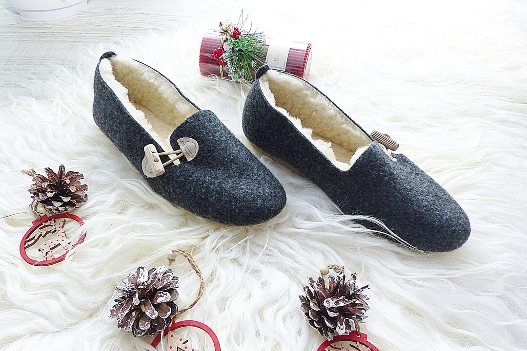Warm Wool Felted Women's Slippers Cold Feet Winter Home Boots for Her ...