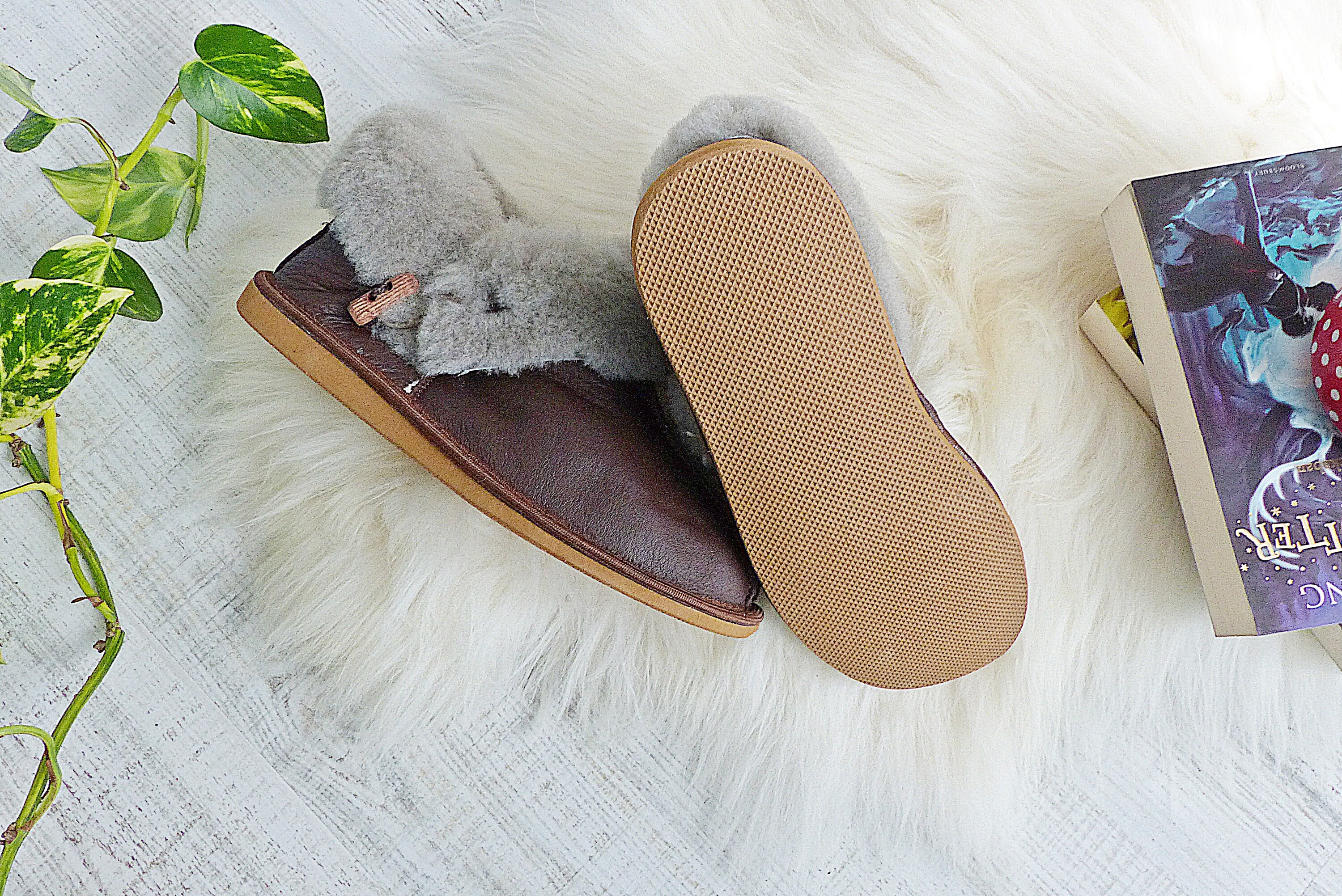 Real LEATHER Boots Natural WOOL Slippers Built up Winter | Etsy