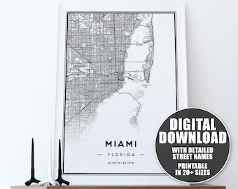 Miami Map Print - Etsy