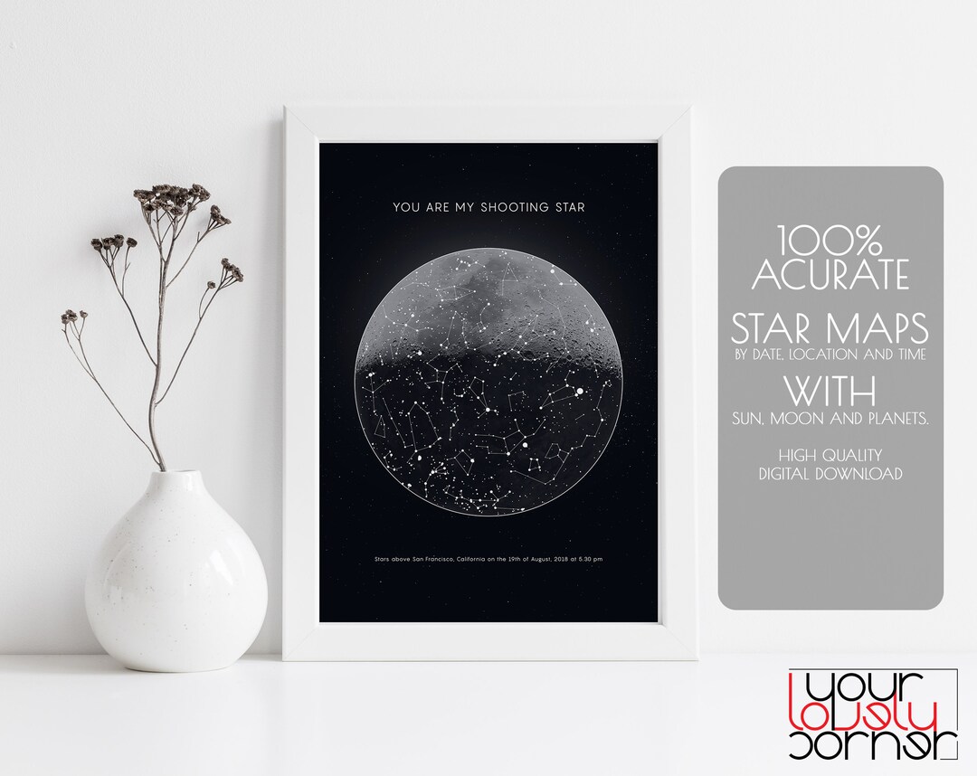 Personalized Star Map Print, Star Map by Date, Night Sky Map Print, 1st ...