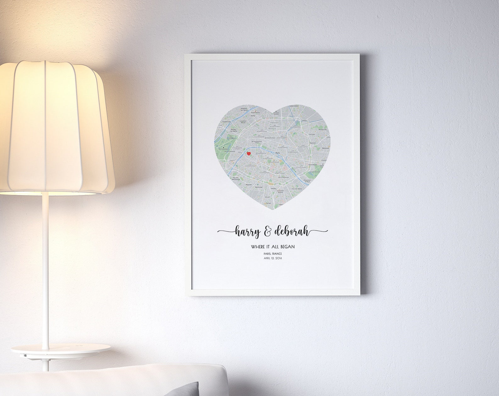 Personalized Heart Map Print Anniversary Gift For Couple | Etsy