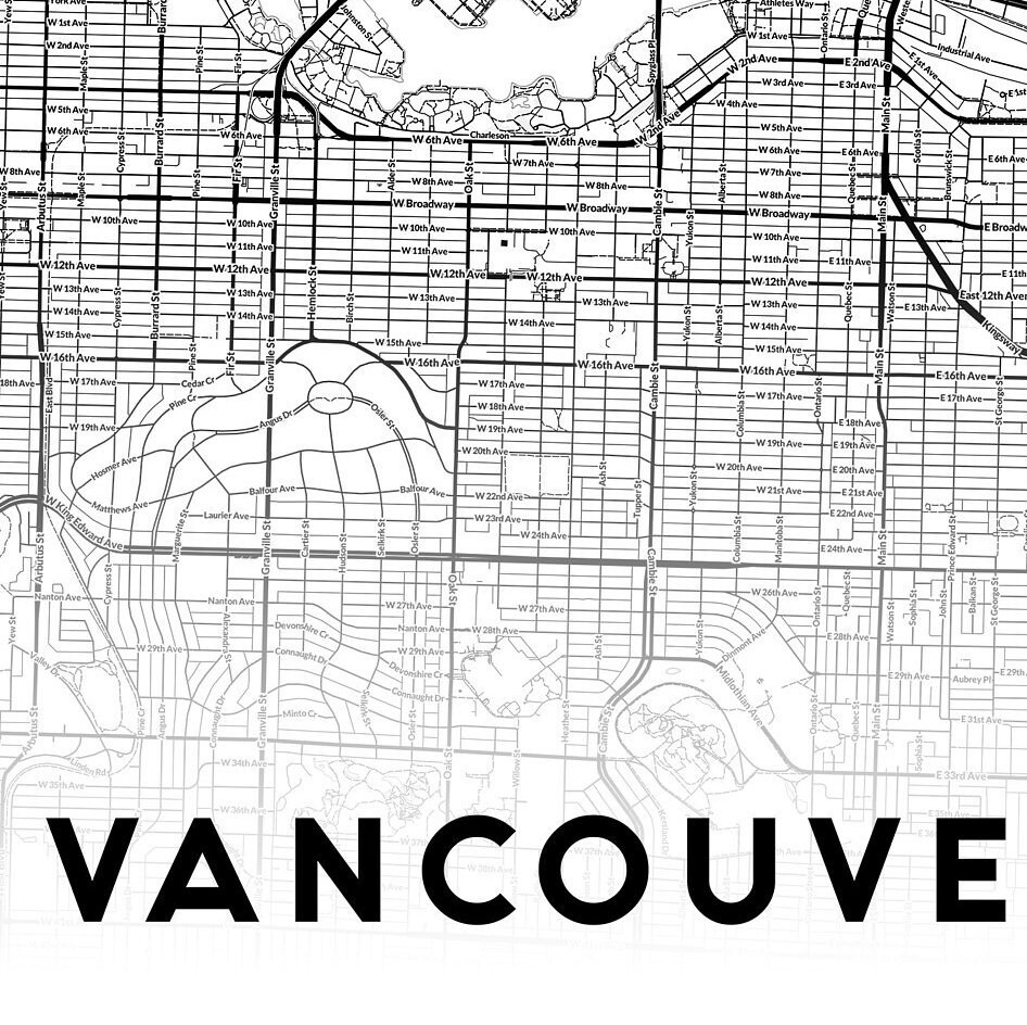 Vancouver Map Print Vancouver Map Gift Vancouver City Map - Etsy