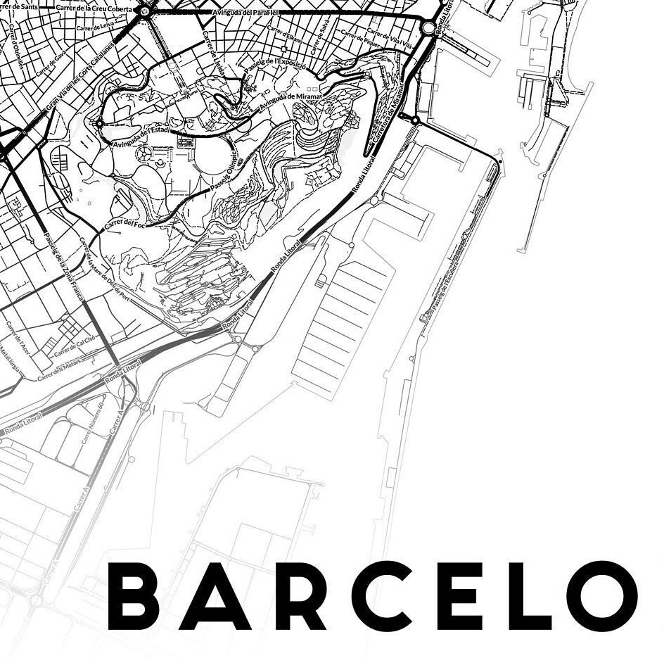 Barcelona Map Print Printable Map Of Barcelona Wall Art | Etsy