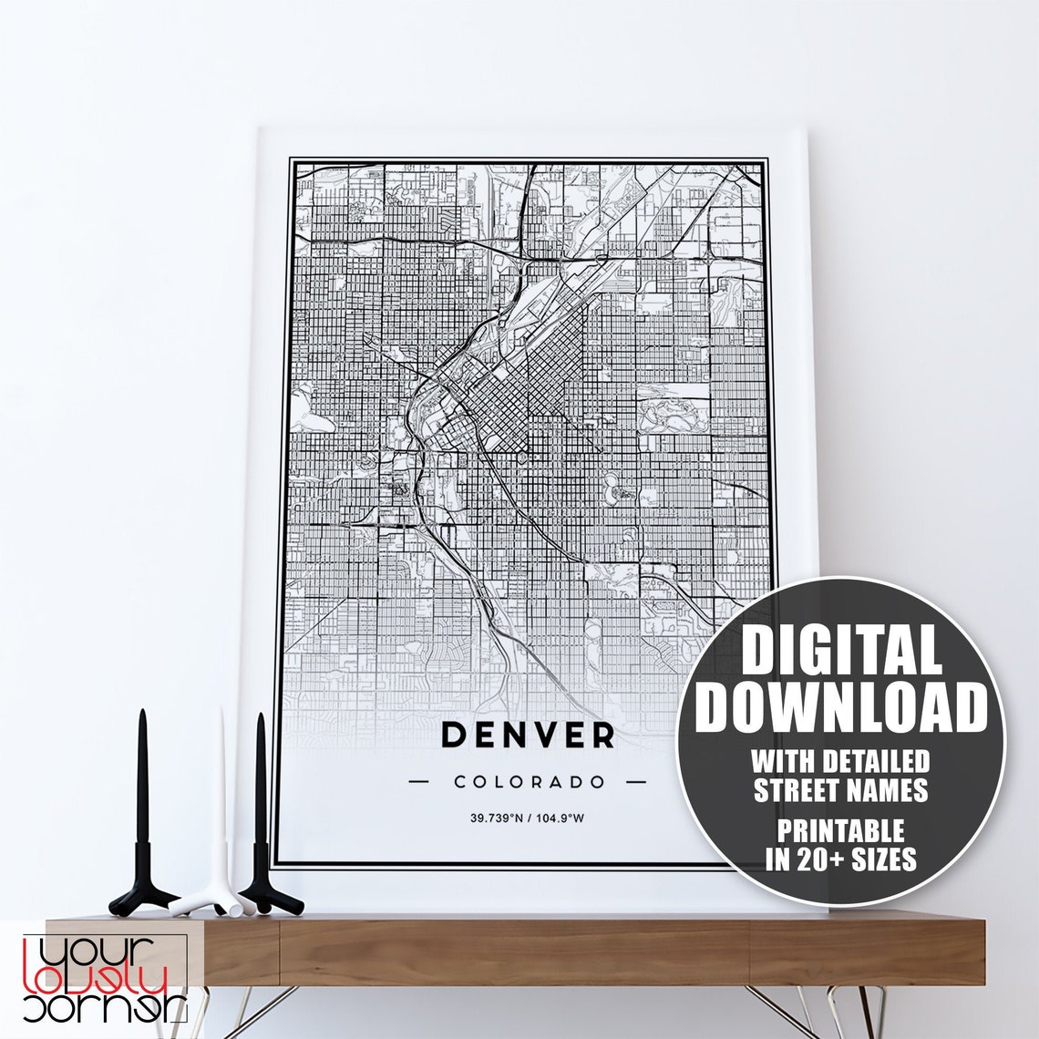 Denver Map Print Denver Map Gift Denver City Map Print | Etsy