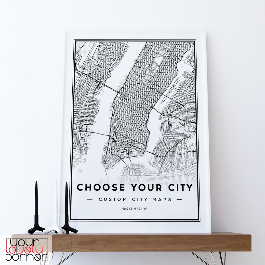 Custom City Map Print, Custom Map Gift, Custom Map Print, Custom Travel ...