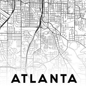 Atlanta City Map Print: Detailed Streets, Modern Wall Art (digital ...