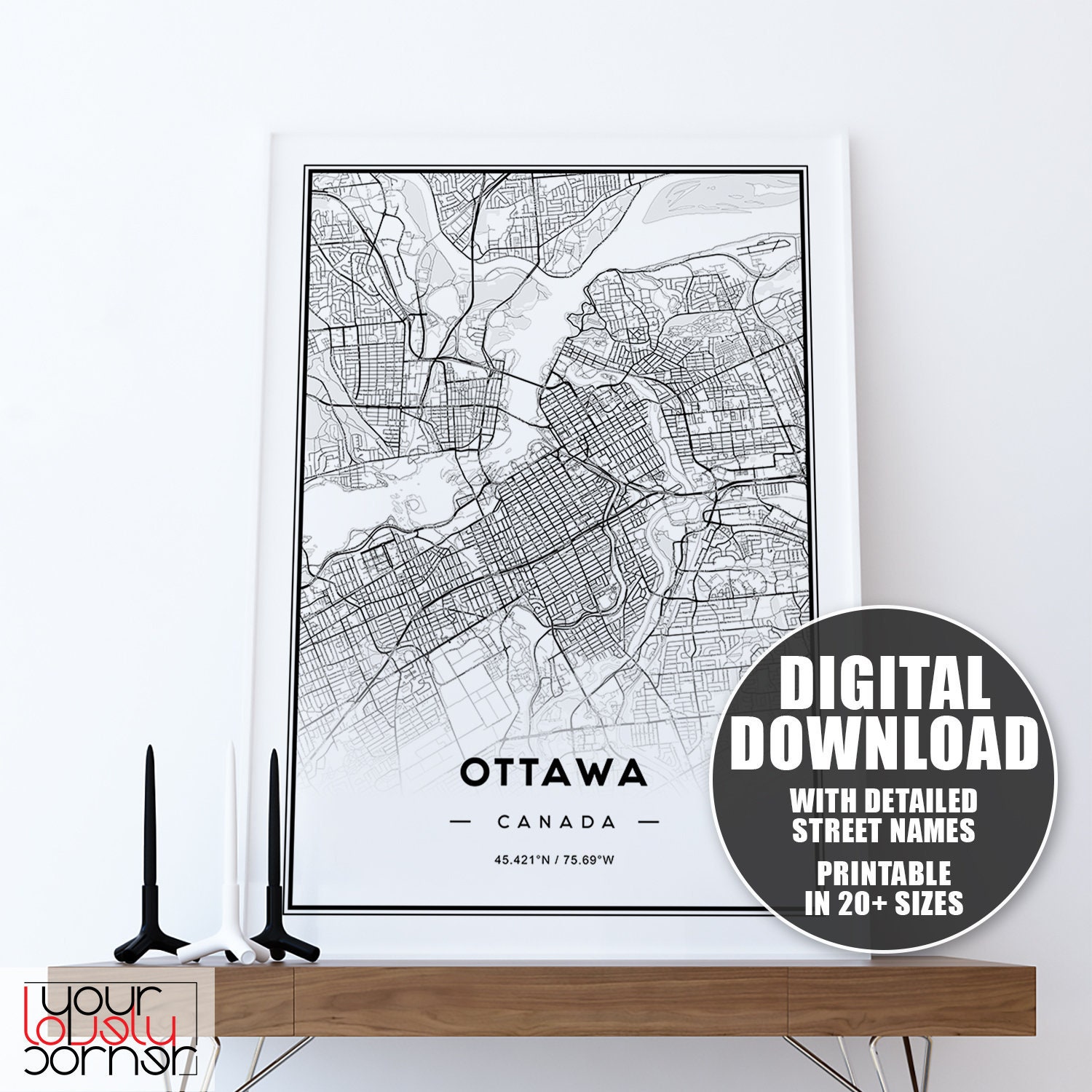 Ottawa Poster Ottawa Map Wall Art Map of Ottawa Ottawa City - Etsy