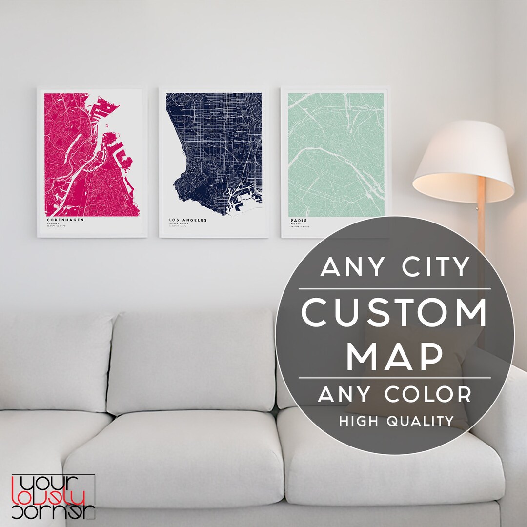 Personalized Map, Custom City Map, Custom Map Gift, Custom Map Print ...