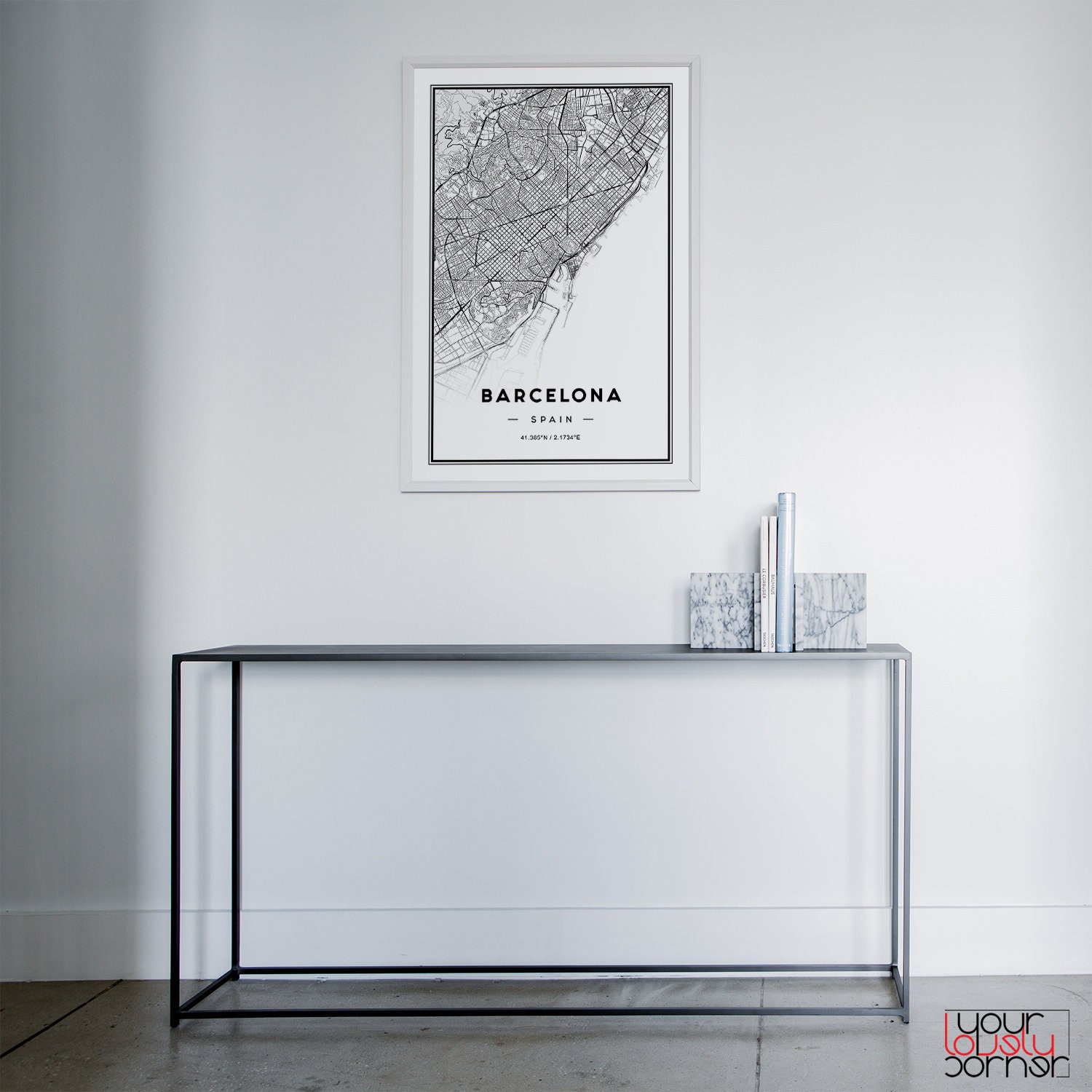 Barcelona Map Print Printable Map Of Barcelona Wall Art | Etsy