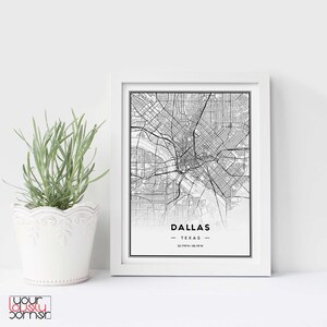 Dallas Map Print, Dallas City Map Print, Dallas Map Gift, Dallas Map ...