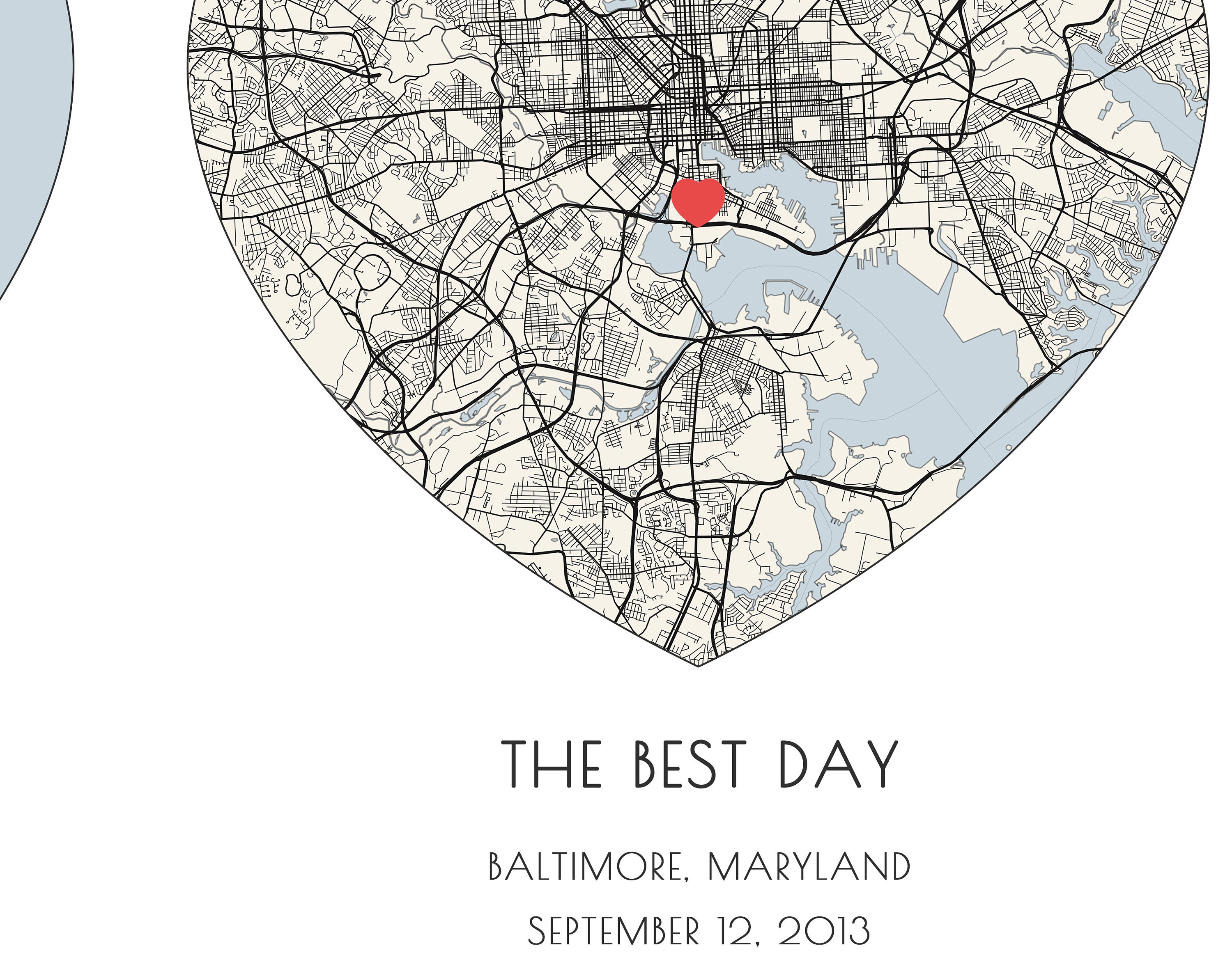 Our Love Story Sign Three Heart Map Print Hello Will You I | Etsy