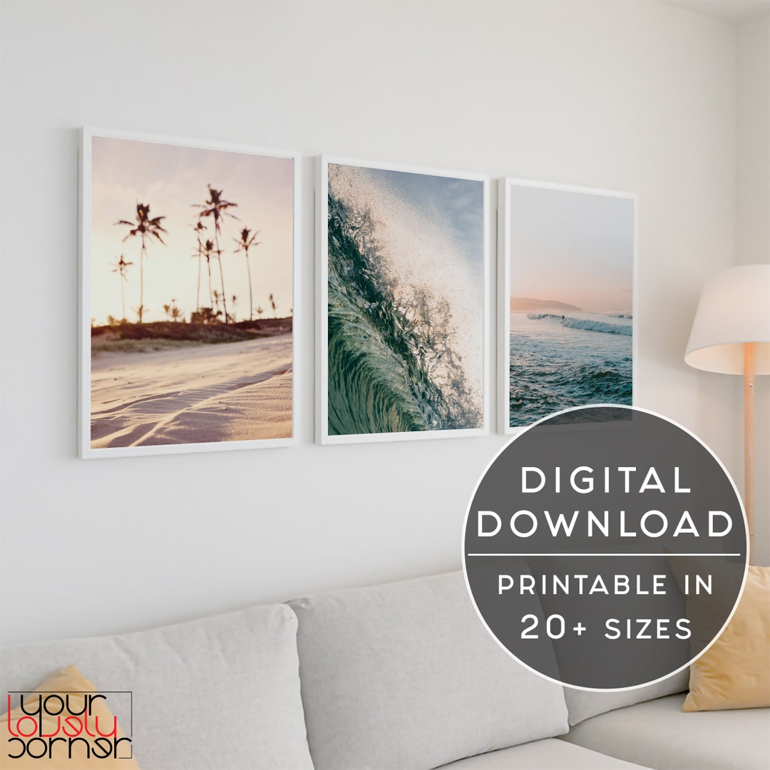 Beach Print Set of 3 Prints, Coastal Print Set of 3, Wave Print, Ocean ...