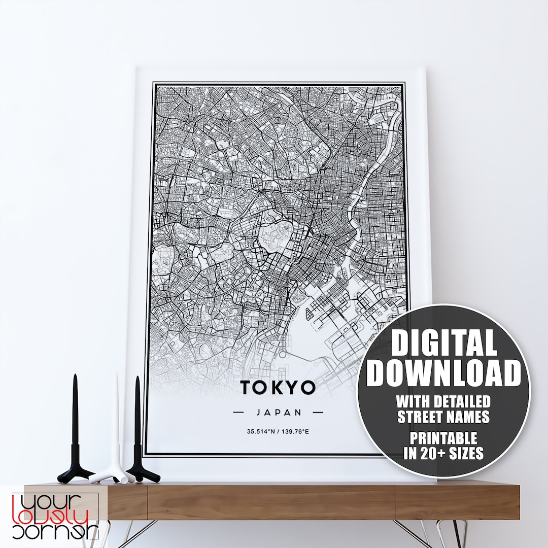 Tokyo Map Print, Tokyo Travel Poster, Tokyo Map Wall Art, Tokyo Travel ...