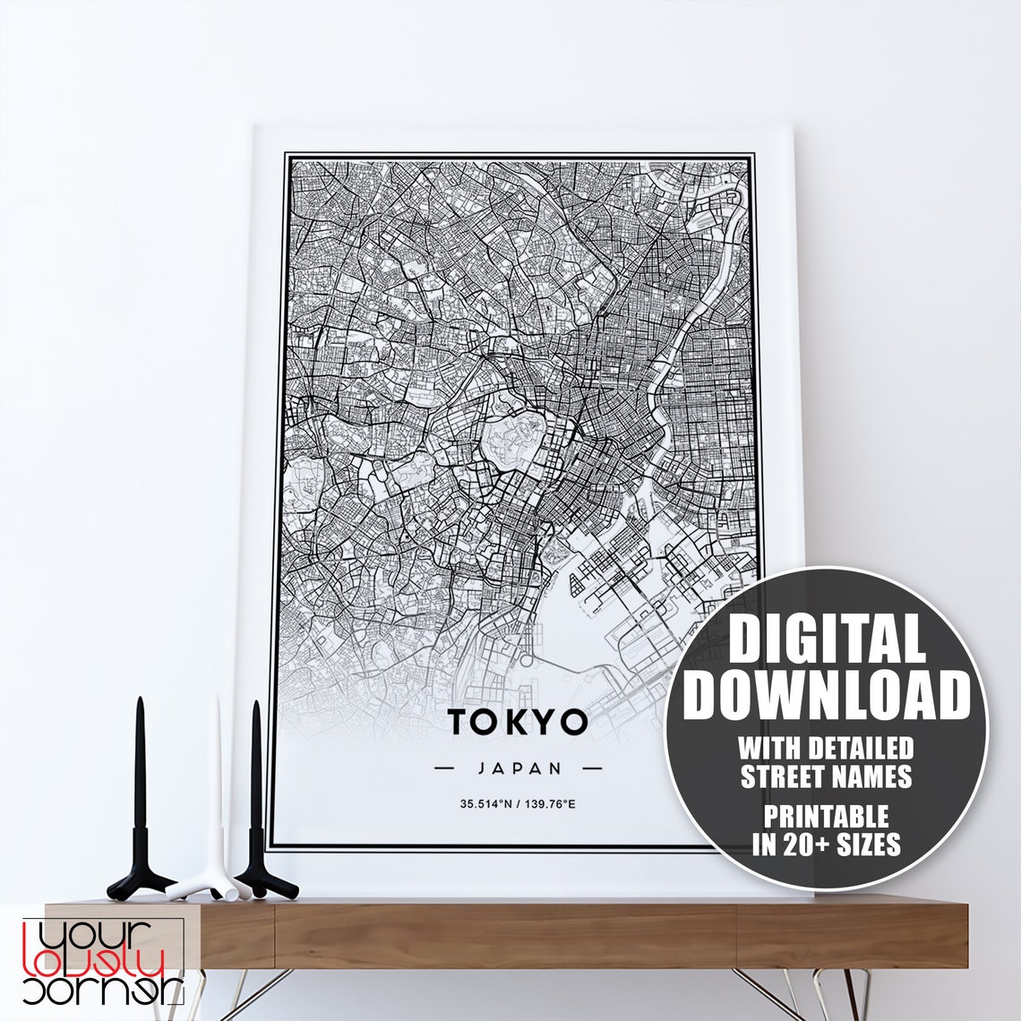 Tokyo Map Print Tokyo Travel Poster Tokyo Map Wall Art | Etsy