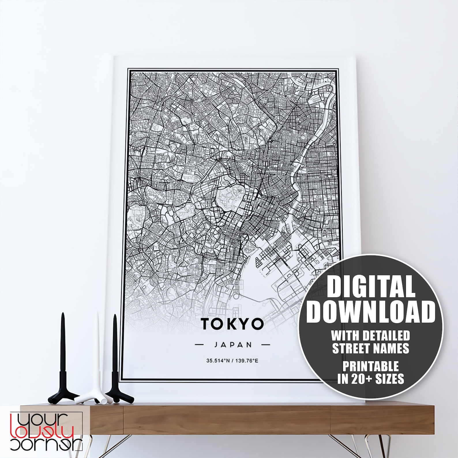 Tokyo Map Print Tokyo Travel Poster Tokyo Map Wall Art | Etsy